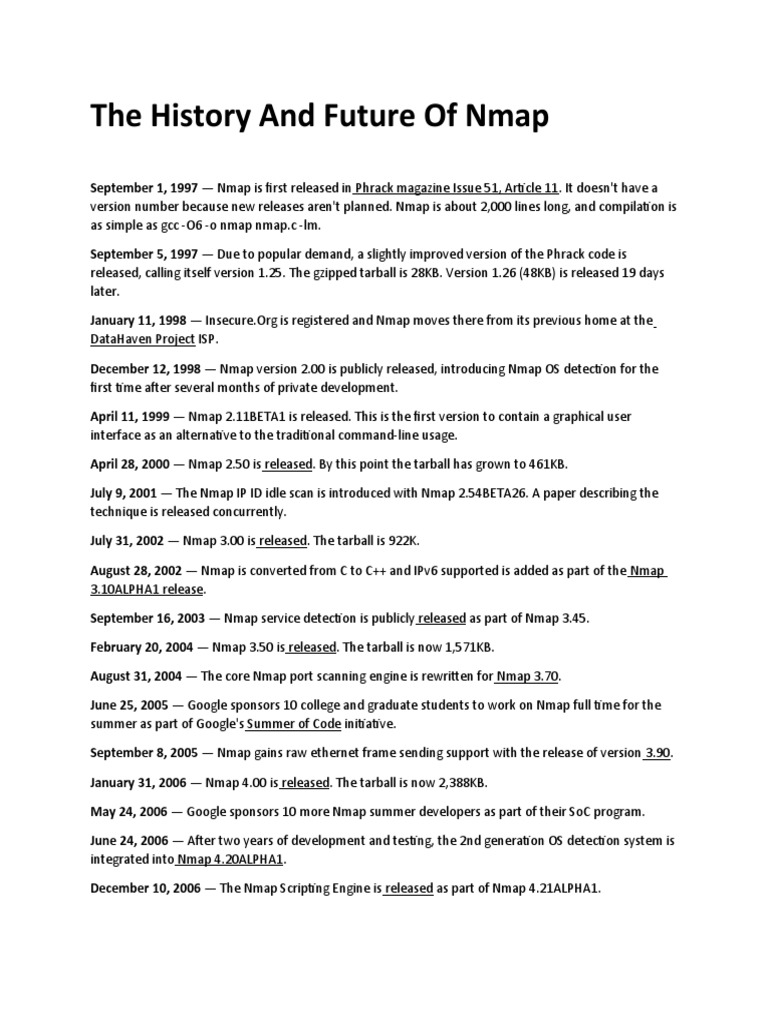 The History and Future of Nmap | PDF | Operating System Families ...