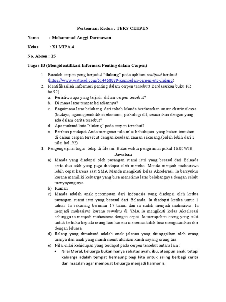 Tugas 10 Cerpen | PDF | Ilmu Sosial | Kesehatan Holistik