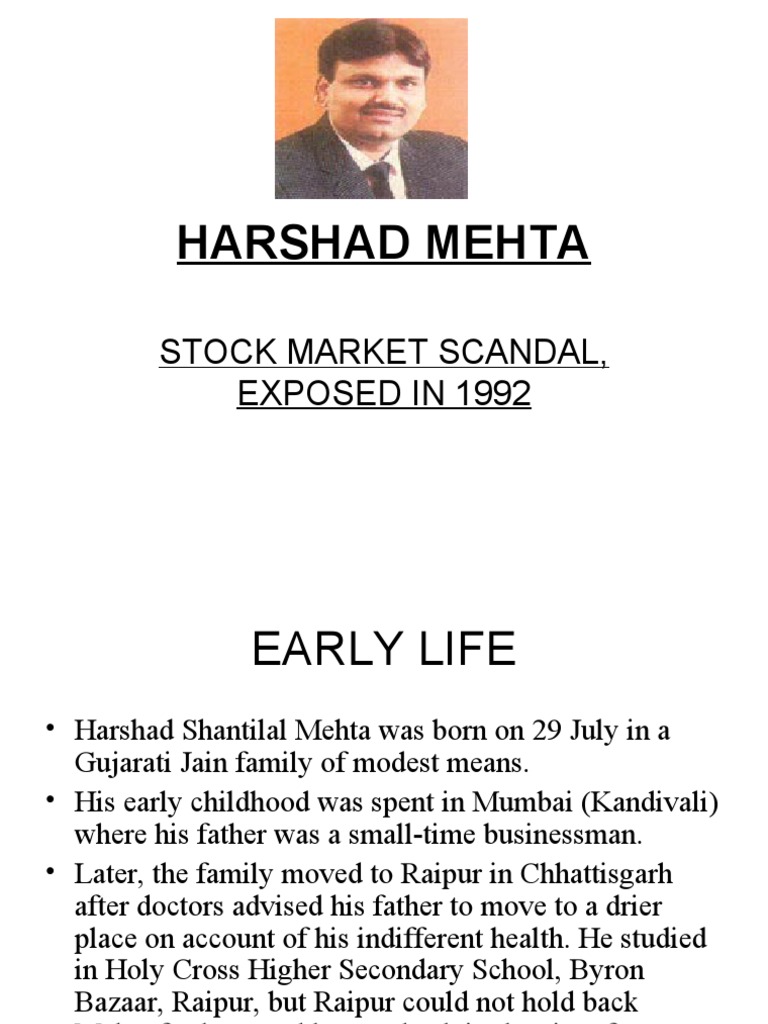 Harshad Mehta: Stock Market Scandal, Exposed in 1992 | Download Free ...
