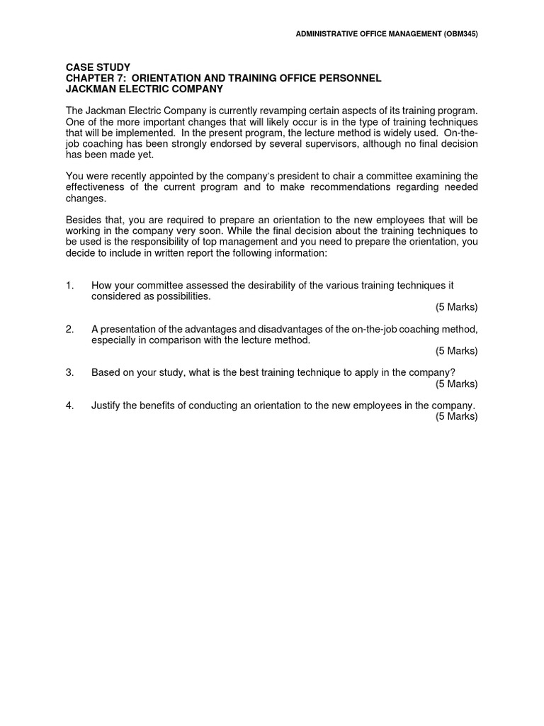 Case Study Chapter 7 Obm345 | PDF | Career & Growth
