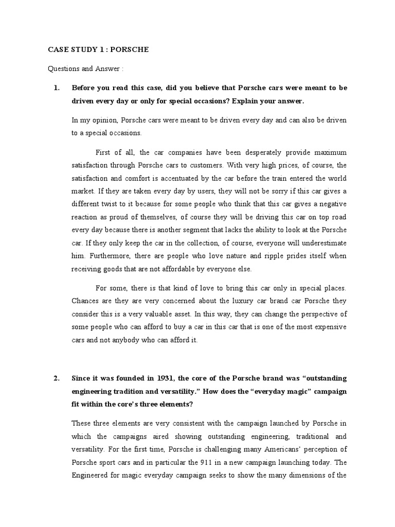 Case Study 1 Porsche Questions and Answe | PDF | Brand | Luxury Vehicles