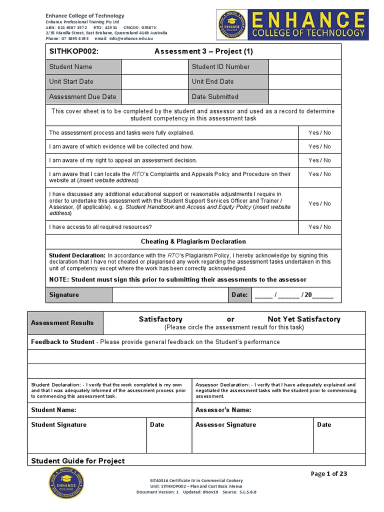 Project Assessment for Menu Planning | PDF | Entrée | Menu