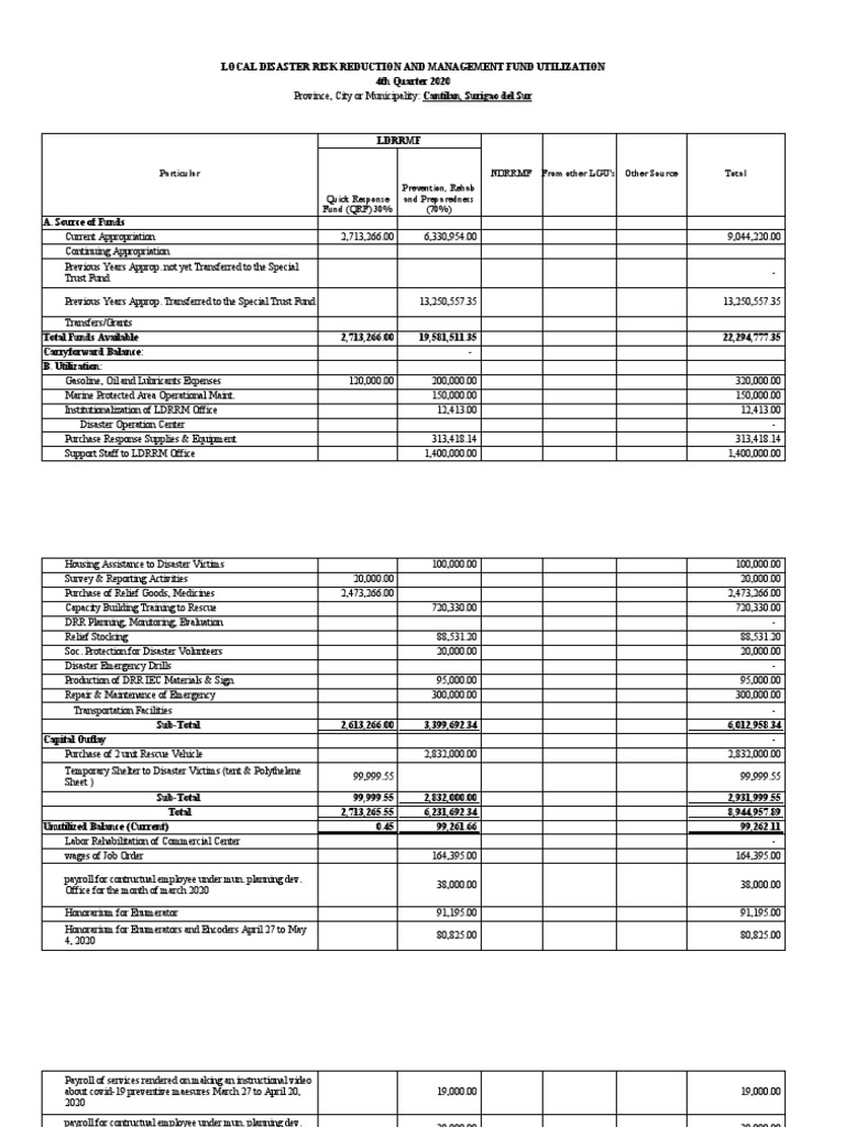 Local Disaster Risk Reduction and Management Fund Utilization 4th ...