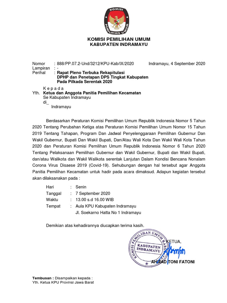 Undangan Rapat Pleno Pilkada | PDF | Pengelolaan Keuangan & Uang | Ilmu ...