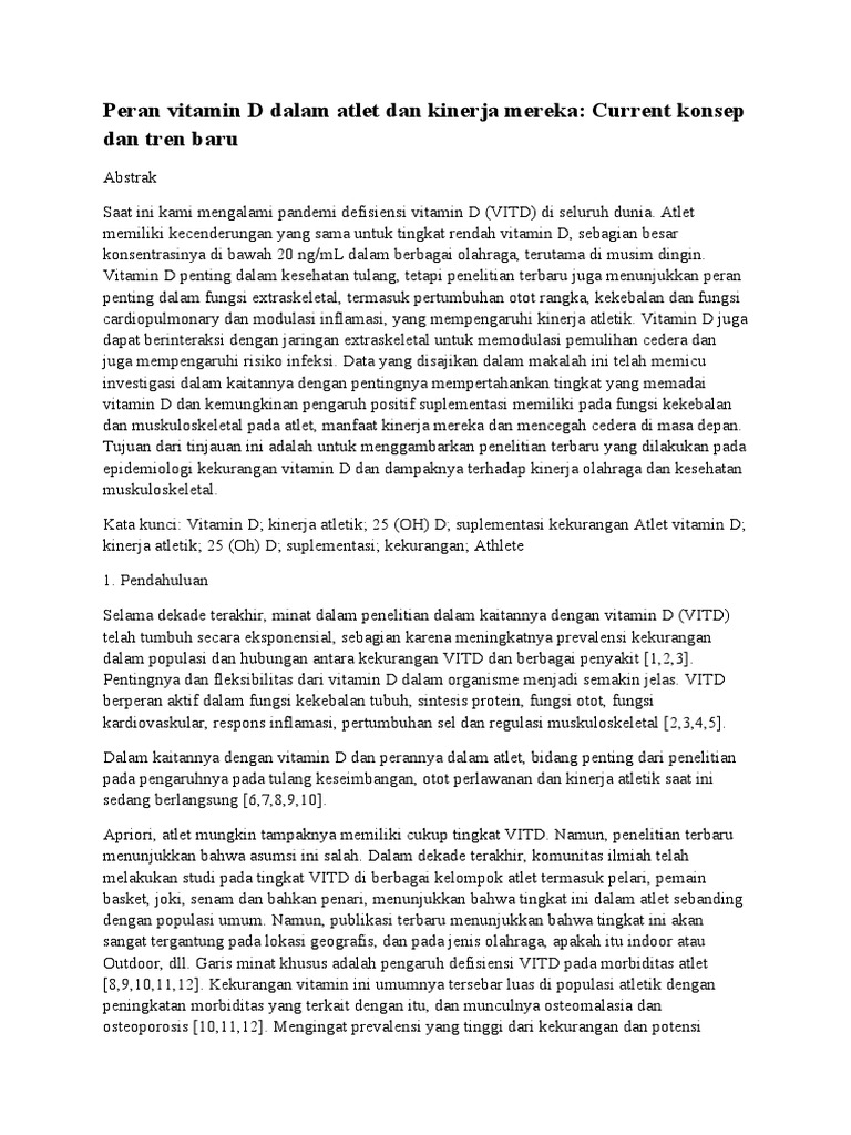 Peran Vitamin D Dalam Atlet Dan Kinerja Mereka | PDF | Pengembangan Diri