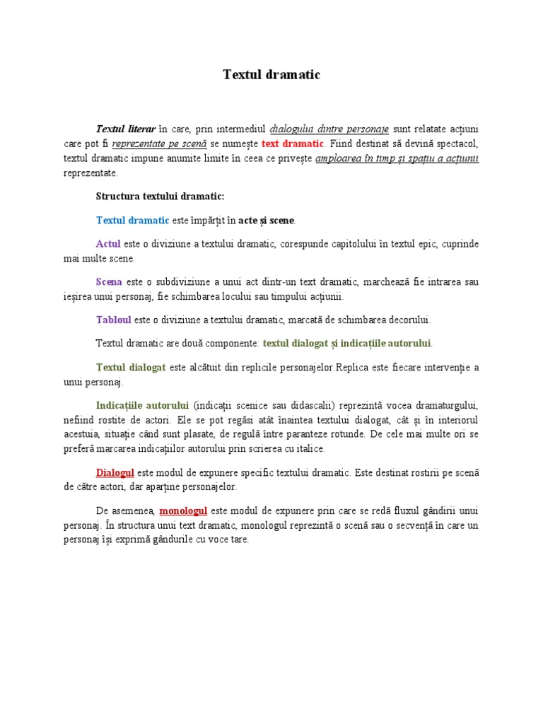 Textul Dramatic | PDF