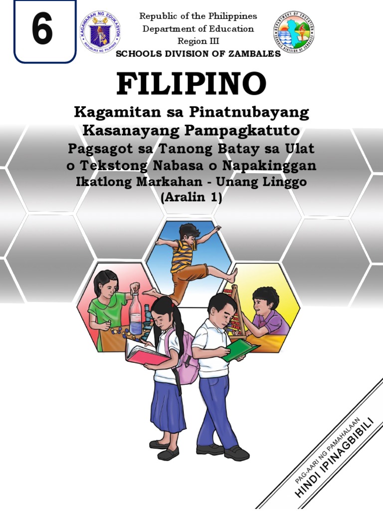 Filipino6 Q3 1.1 Pagsagot Sa Tanong Batay Sa Ulat o Tekstong Nabasa o Napakinggan - FilGrade6 ...