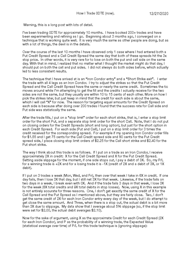 0DTE Trading Strategy Guide | PDF | Option (Finance) | Financial Economics