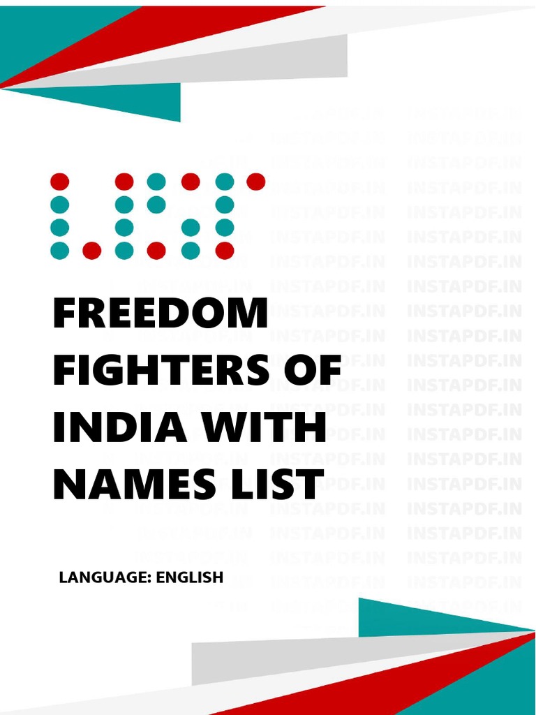 Freedom Fighters of India With Names List | PDF | Indian Independence ...