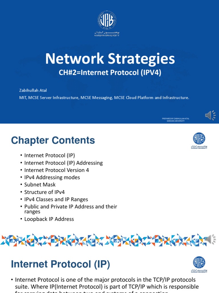 Network Strategies CH#2 Internet Protocol (IPV4) | PDF | Ip Address | Internet Protocol Suite