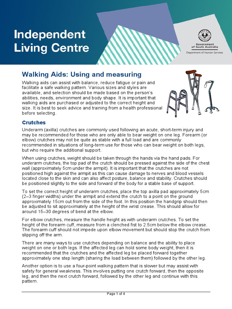 Measuring Crutches and Walking Aids | PDF | Sports & Recreation | Wellness