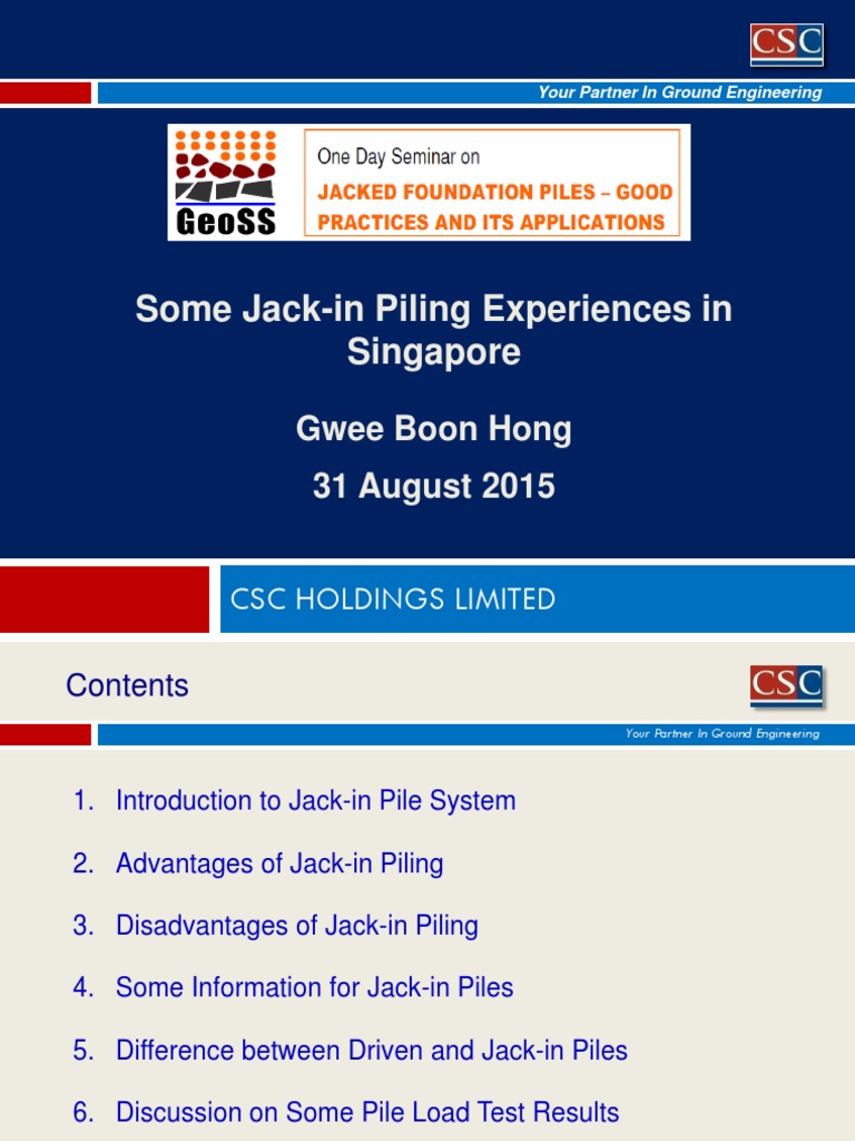 Singapore Jack-in Piling Insights | PDF | Deep Foundation ...