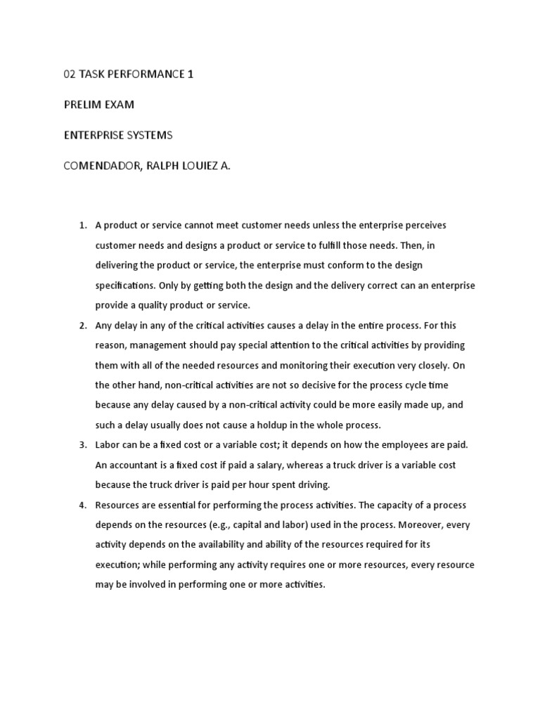 02 Task Performance 1 Prelim Exam Enterprise Systems Comendador, Ralph ...