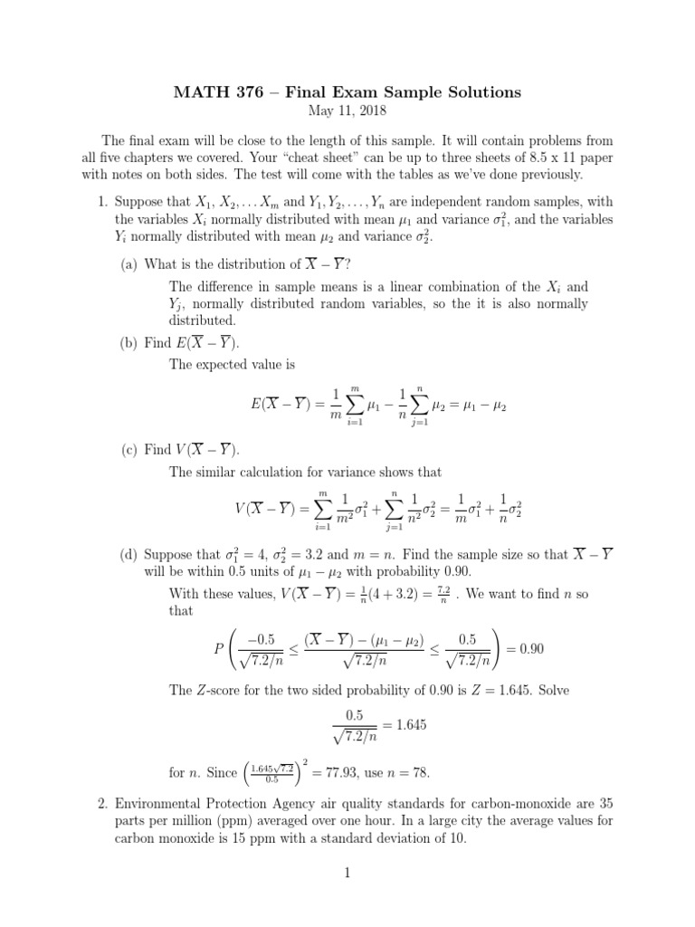 MATH 376 - Final Exam Sample Solutions: 1 2 M 1 2 N I 1 2 1 I 2 2 2 ...