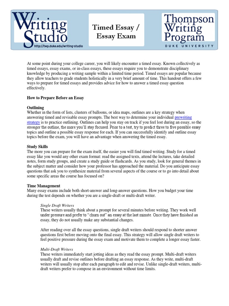 Timed-Essay Original | PDF | Essays | Test (Assessment)