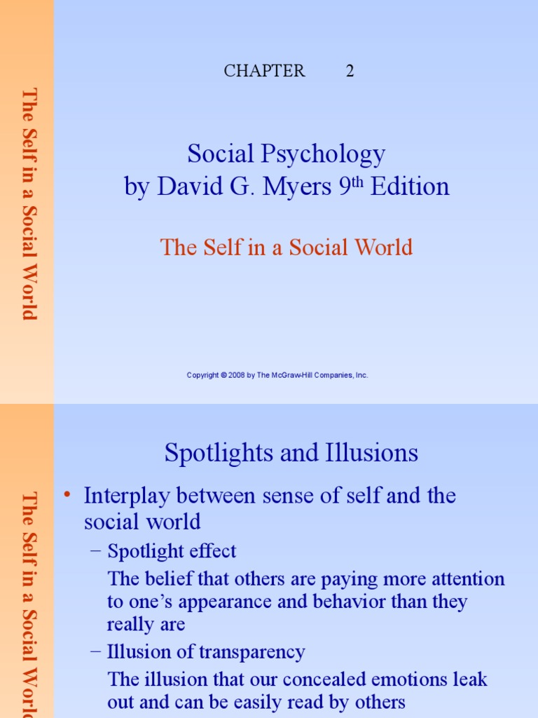 Social Psychology by David G. Myers 9 Edition: The Self in A Social ...