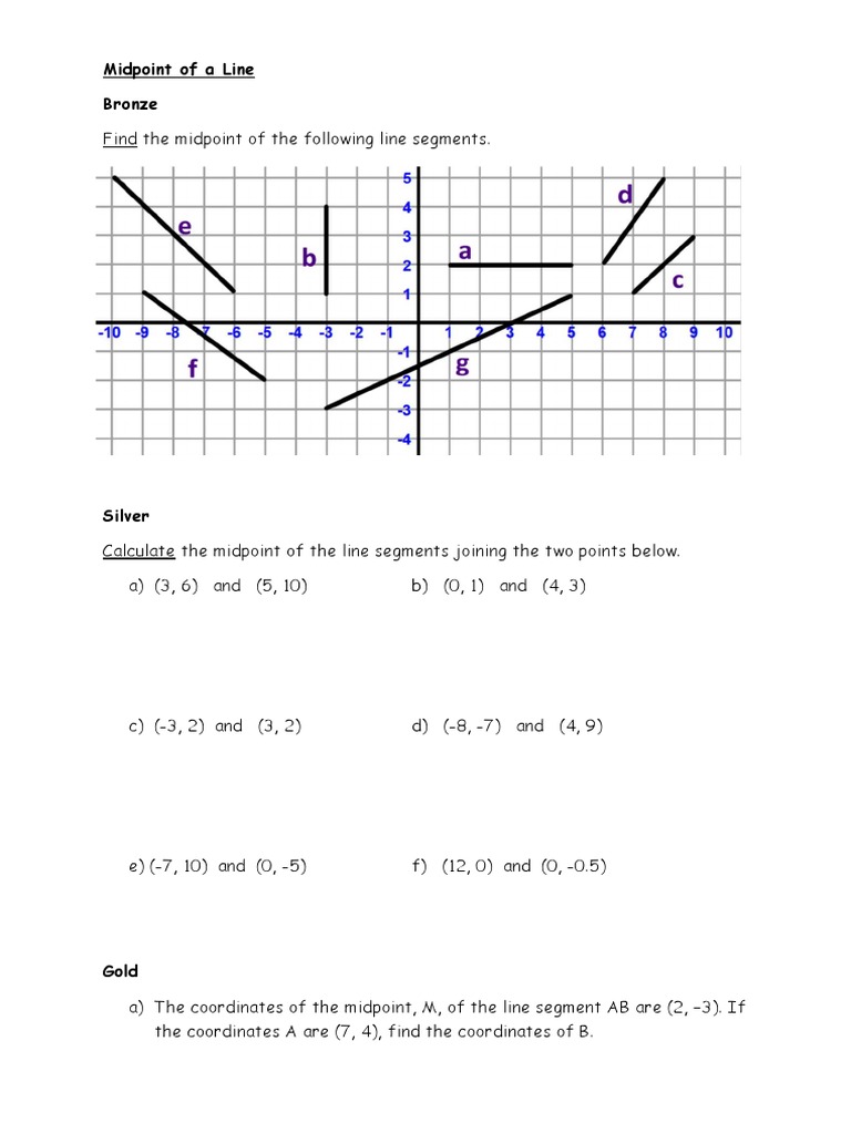 Midpoint of a Line Segment Worksheet | PDF