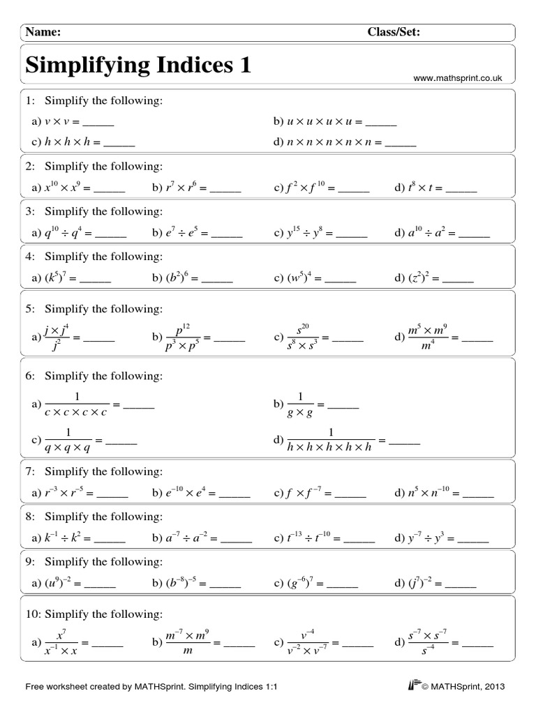 A Simplifying Indices 1 | PDF