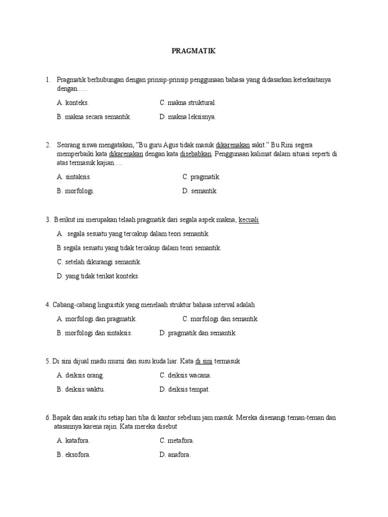 Soal Pragmatik | PDF