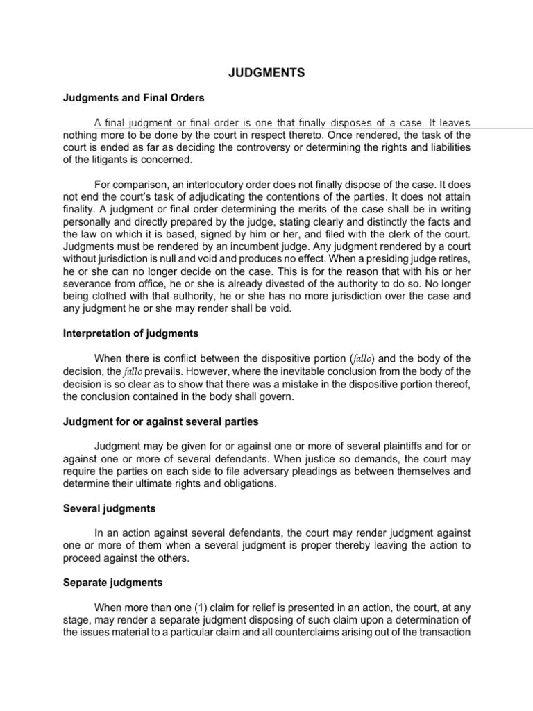 Judgments and Final Orders | PDF | Summary Judgment | Pleading