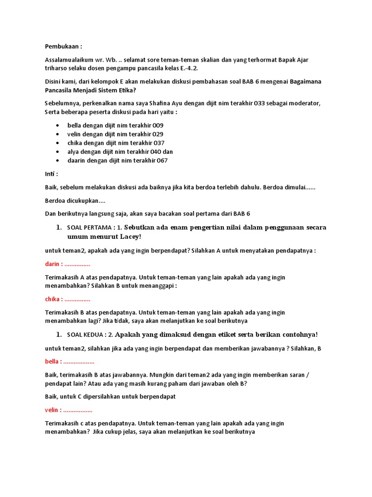 Diskusi Etika Pancasila: Bab 6 | PDF | Olahraga & Rekreasi