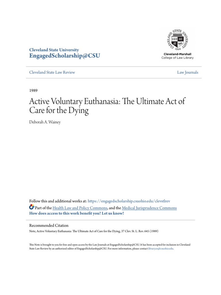 Active Voluntary Euthanasia | PDF | Murder | Suicide