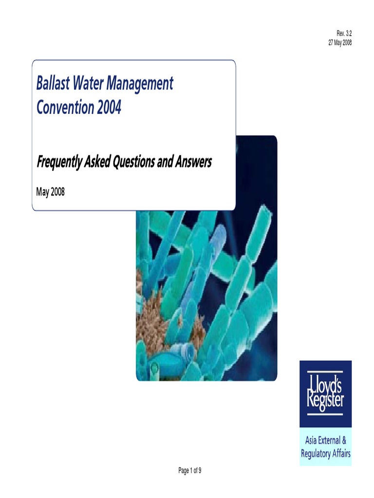 Ballast Water Management Convention 2004: Frequently Asked Questions and Answers | PDF | Oil ...