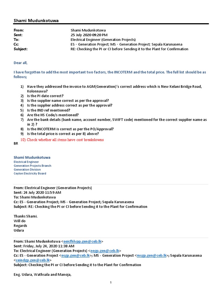 PI Confirmation Checklist | PDF