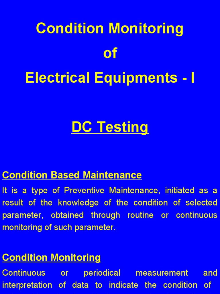 Condition Monitoring of Electrical Equipments | PDF | Dielectric ...