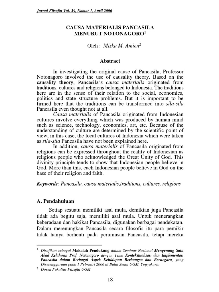Causa Materialis Pancasila Notonagoro | PDF