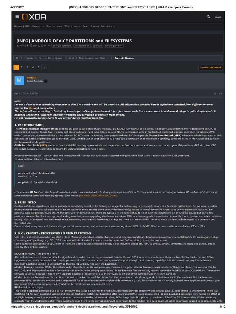Android Partitions & Filesystems Guide | PDF | Android (Operating ...