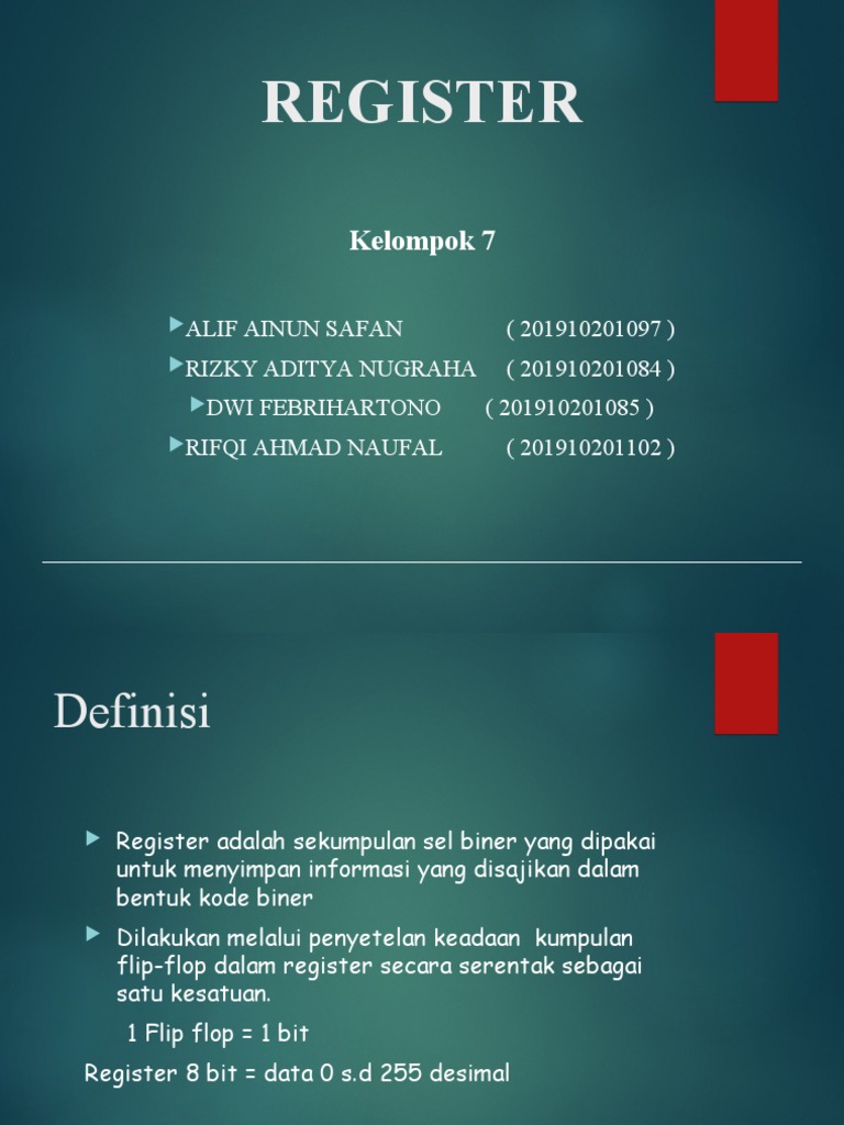 Register - Kelompok 7 | PDF