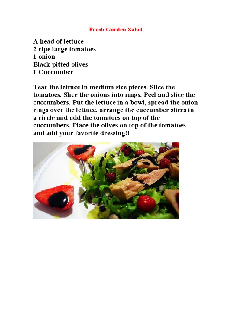 Fresh Garden Salad Recipe | PDF