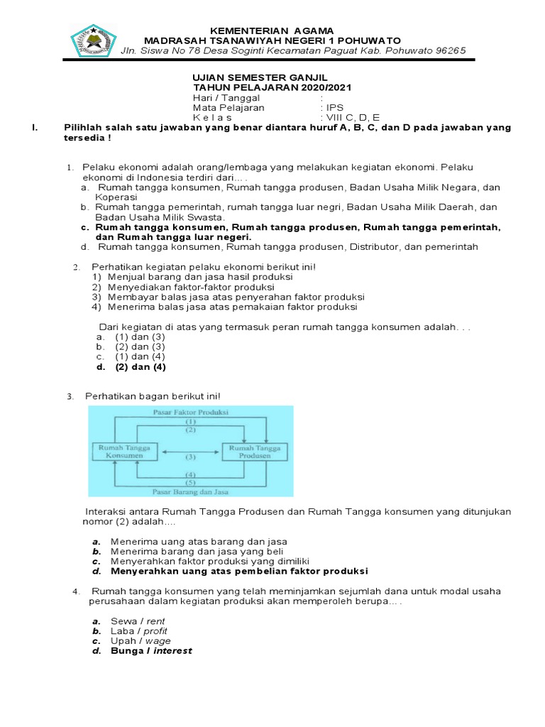 Soal Ips Semester Ganjil KLS 8 Genap 2021 | PDF