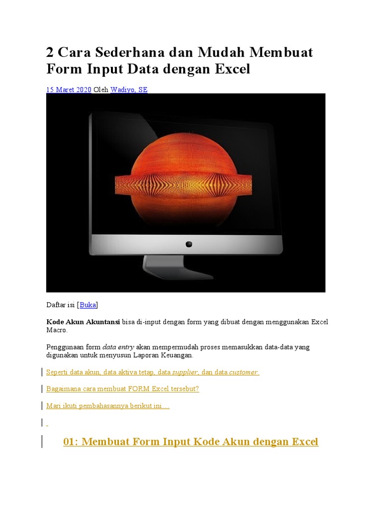 Membuat Form Input Data Sederhana dengan Excel | PDF