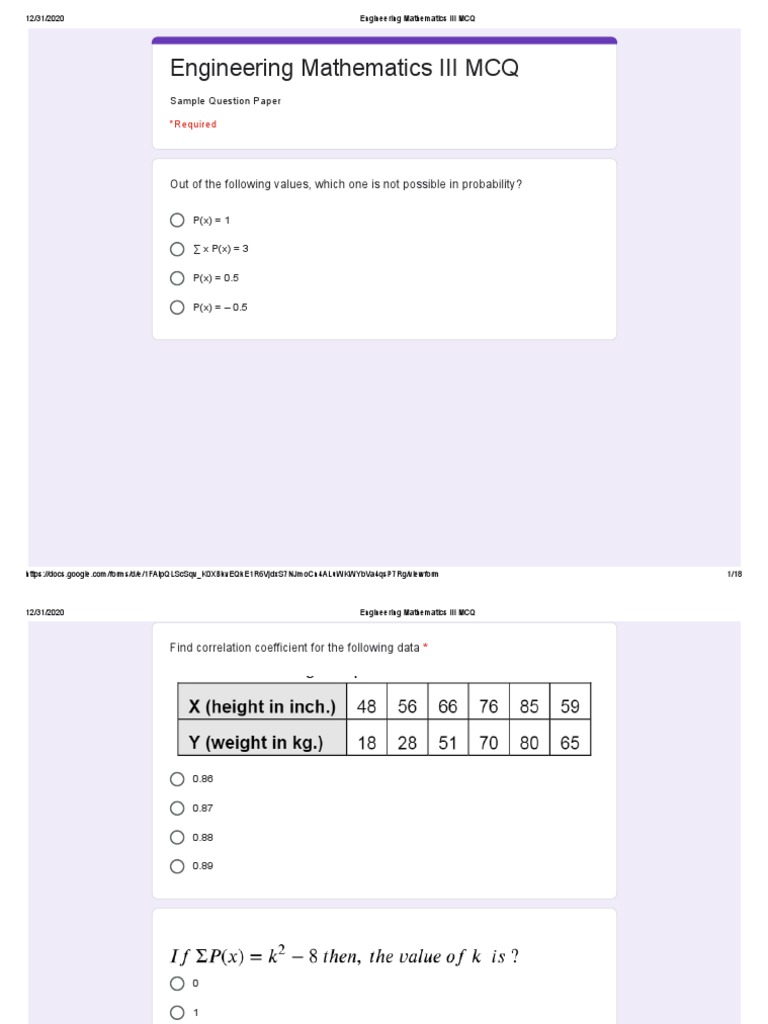 Applied Mathematics III III R 19 | PDF | Correlation And Dependence ...