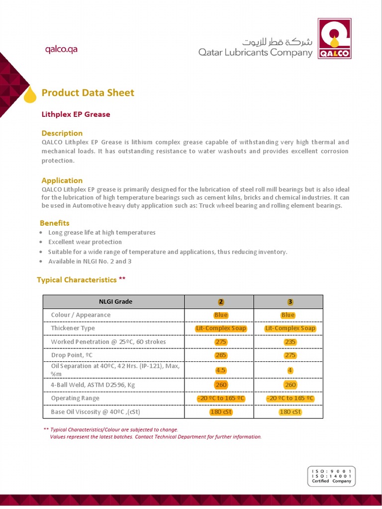QALCO Lithplex EP Grease 2 & 3 | PDF