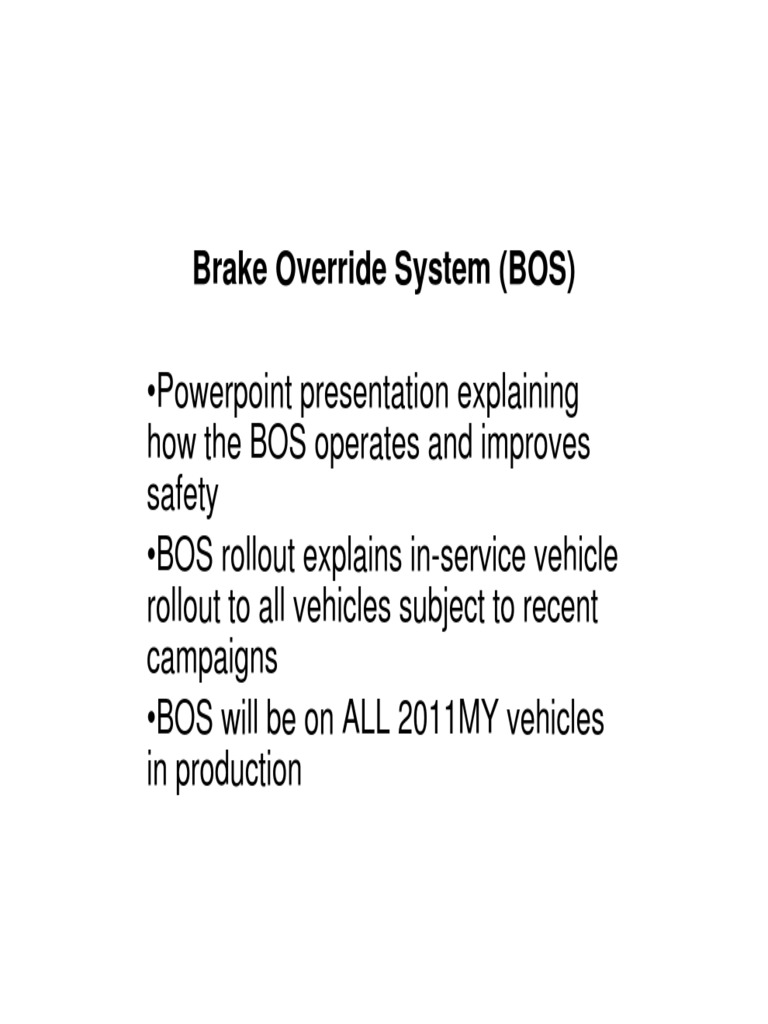 Tab 11 - Toyota Brake Override System - How It Works and Rollout | PDF ...