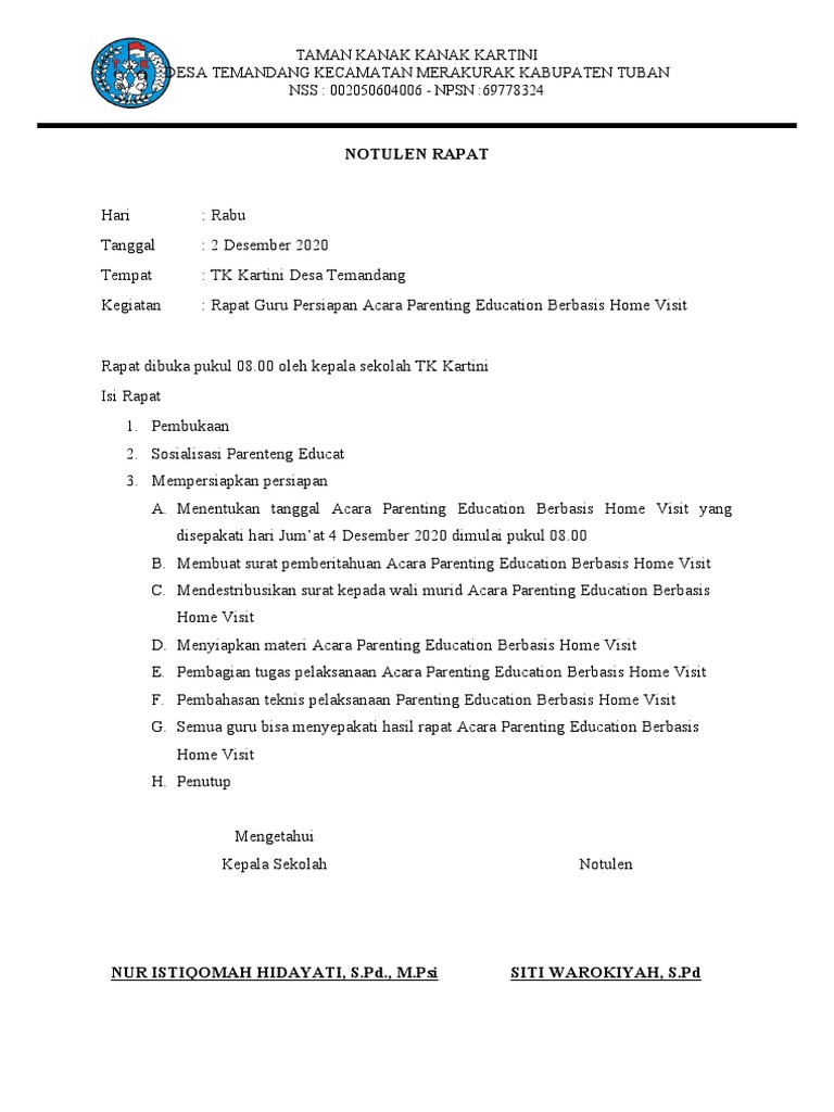 Notulen Rapat | PDF