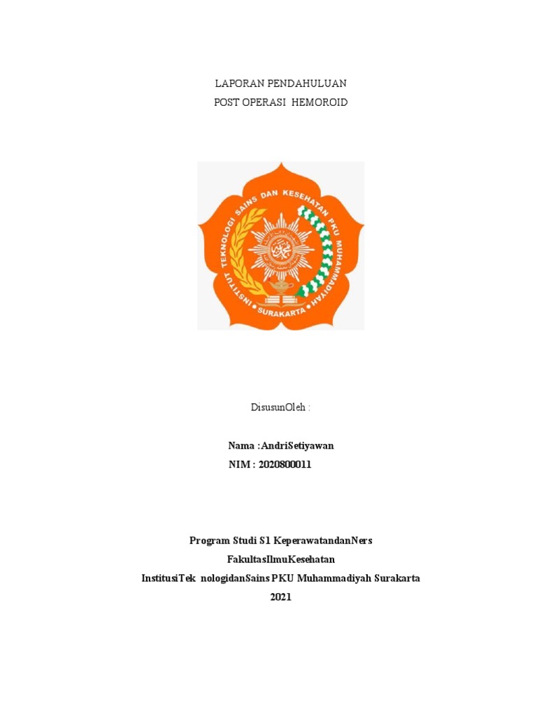 Laporan Pendahuluan KMB 2 Post Operasi Hemoroid | PDF