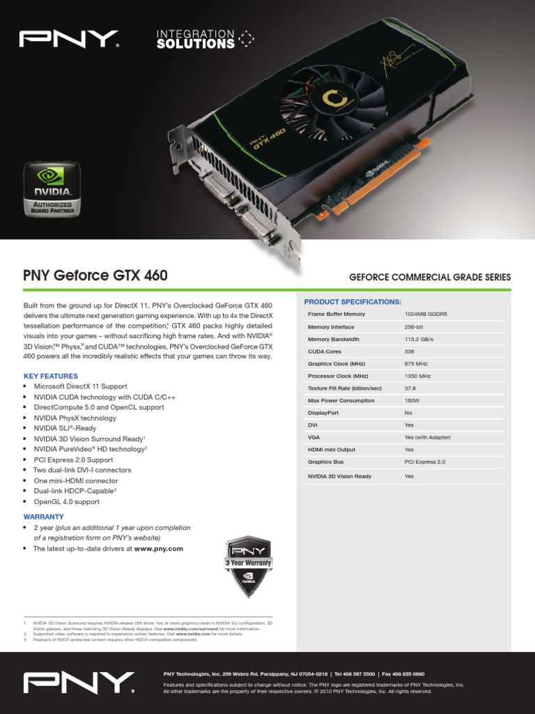 PNY Geforce GTX 460: Geforce Commercial Grade Series | PDF | Hdmi ...