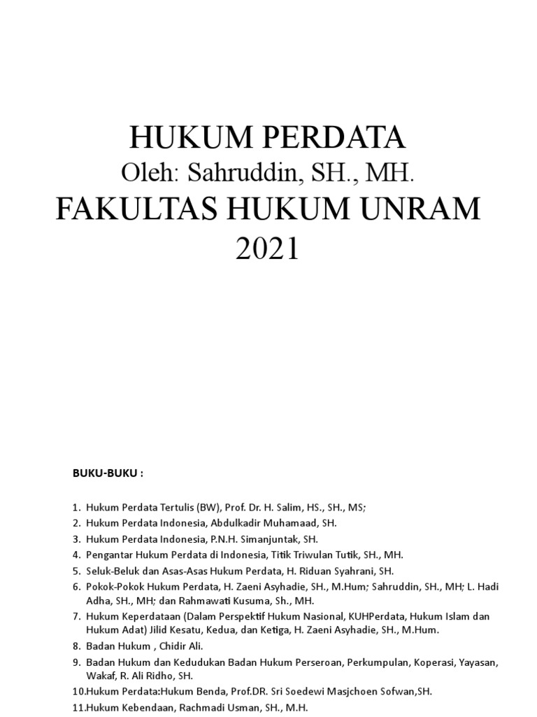 Hukum Perdata Pertemuan Ke 1 | PDF | Politik | Hukum