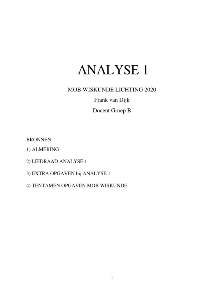 Leerstof Analyse 1 - 2020 | PDF