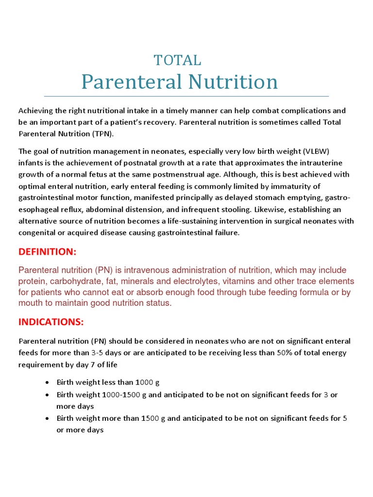 Total Parenteral Nutrition | PDF | Intravenous Therapy | Vitamin