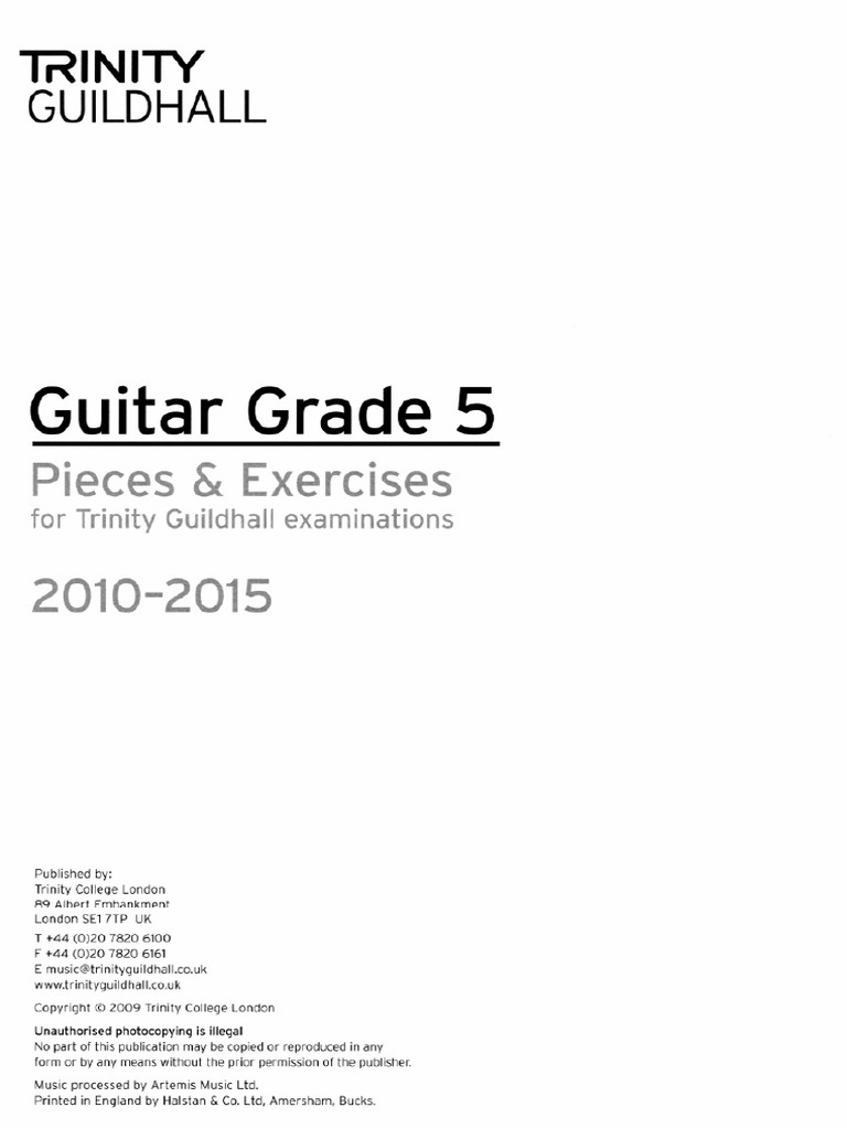 Trinity Guildhall - Guitar Grade 5 Pieces and Exercises - 2010 To 2015 ...