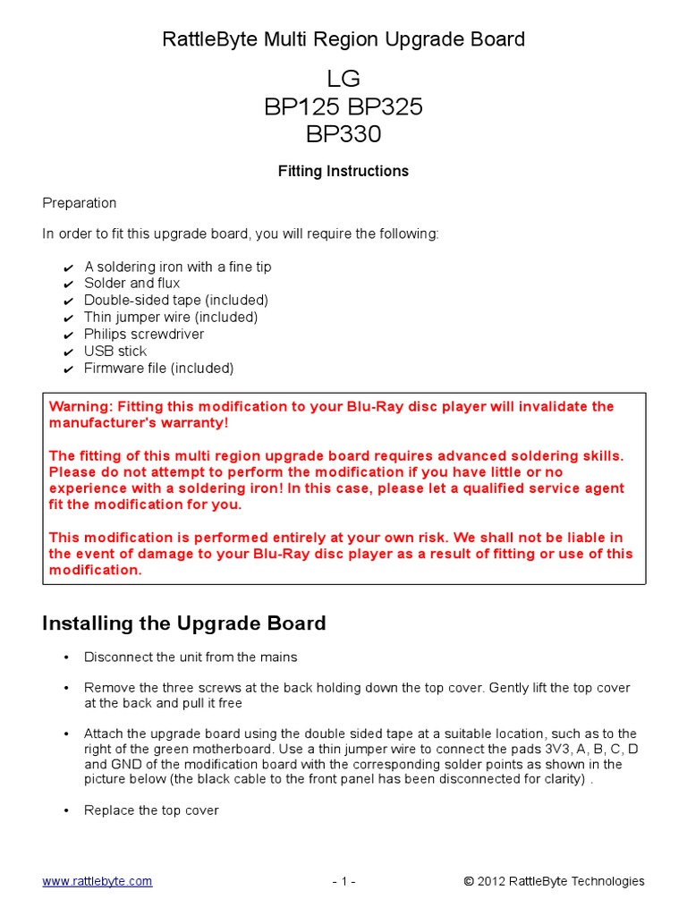 RattleByte Multi Region Upgrade Board Instrucciones | PDF | Soldering ...