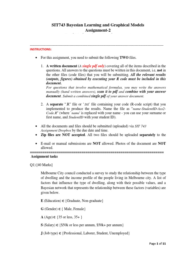 Task File of SIT743 Bayesian Learning and Graphical Models Assignment 2-1-1621616636 | PDF ...