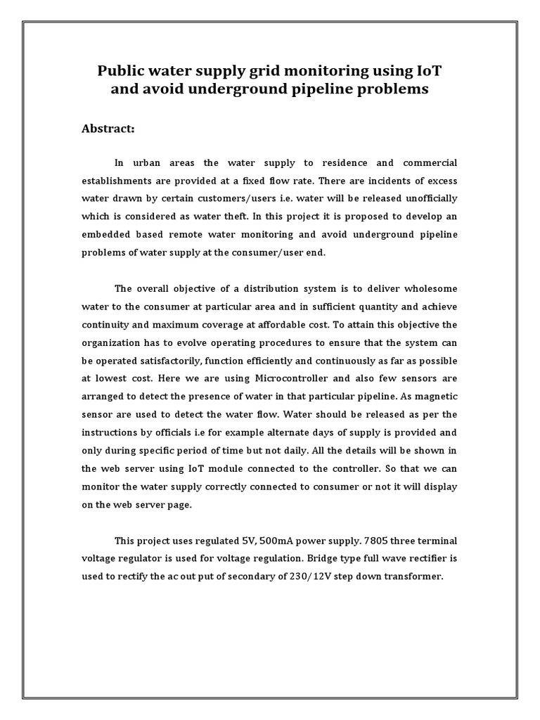 42 Public Water Supply Grid Monitoring Using IoT and Avoid Underground ...