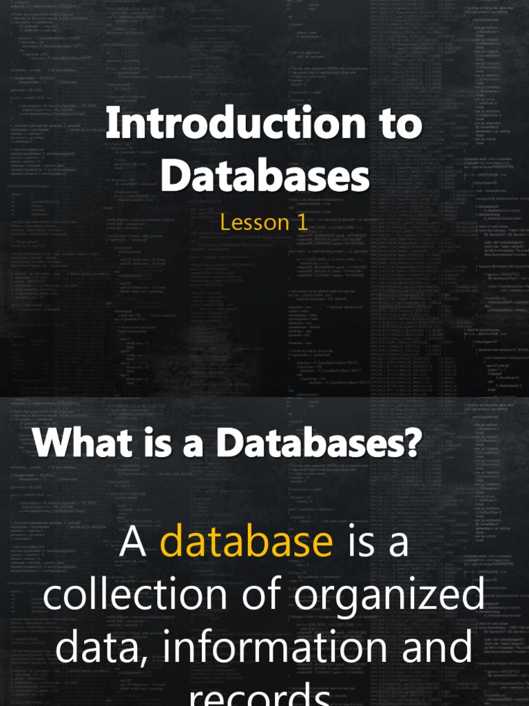Lesson 1 Introduction To Database Concepts Pdf Relational Database Databases