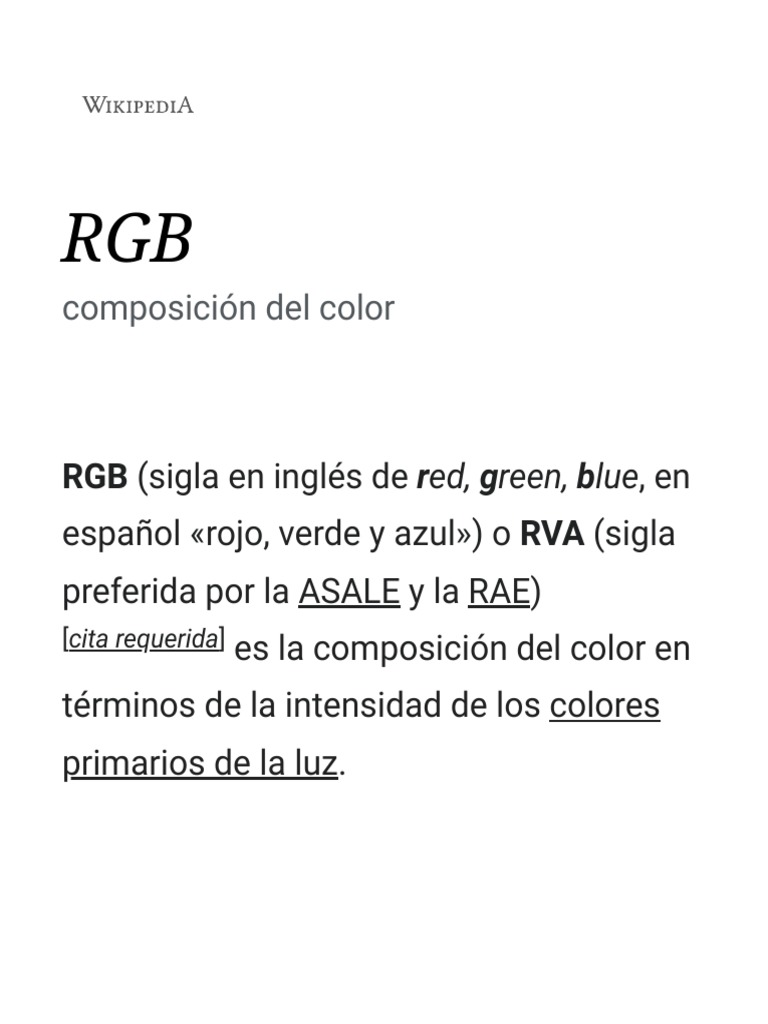 RGB - Wikipedia, La Enciclopedia Libre | PDF | Modelo de color Rgb ...